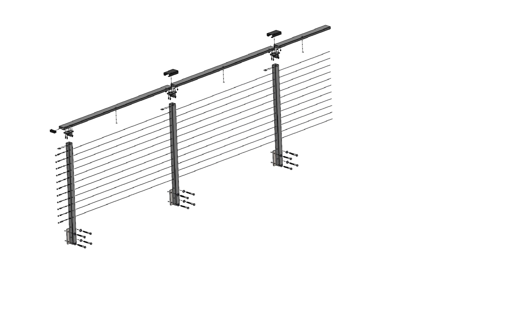 44 ft. x 42 in. White Deck Cable Railing, Face Mount – CityPost Cable ...