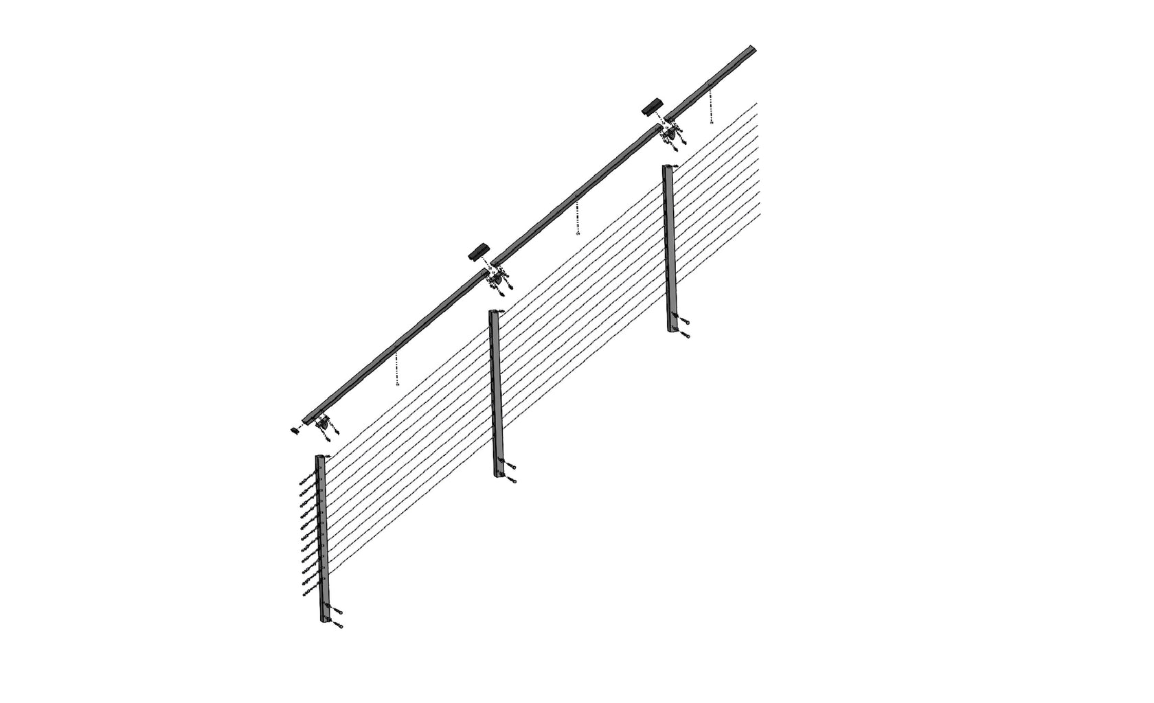 20 ft. x 36 in. Black Stair Cable Railing, Face Mount , Stainless ...